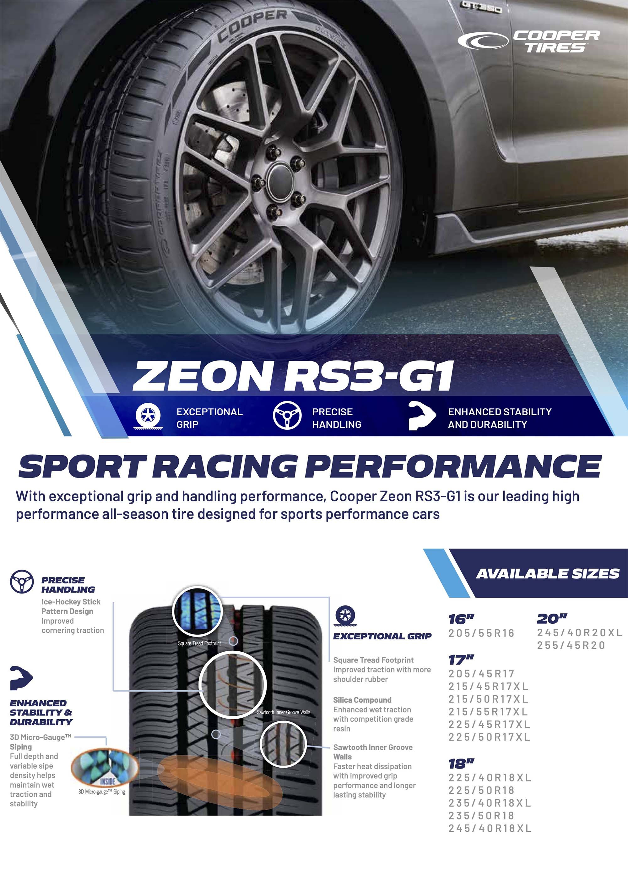 Llanta COOPER Zeon RS3-G1 235/50R18 - Virtual Llantas