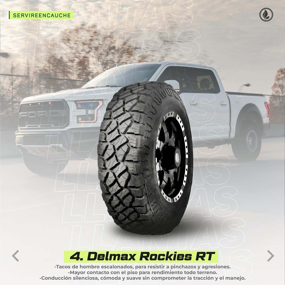Llanta DELMAX Rockies R/T LT265/70R17 - Virtual Llantas